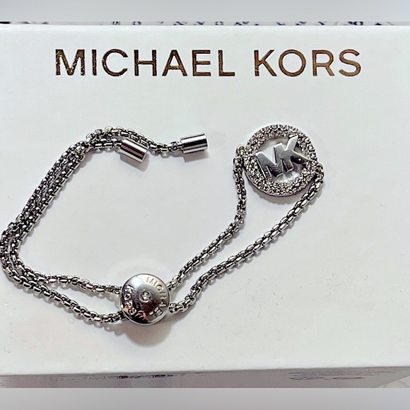 Michael Kors | Jewelry | Michael Kors Brass And Pav Crystal Mk Logo ...